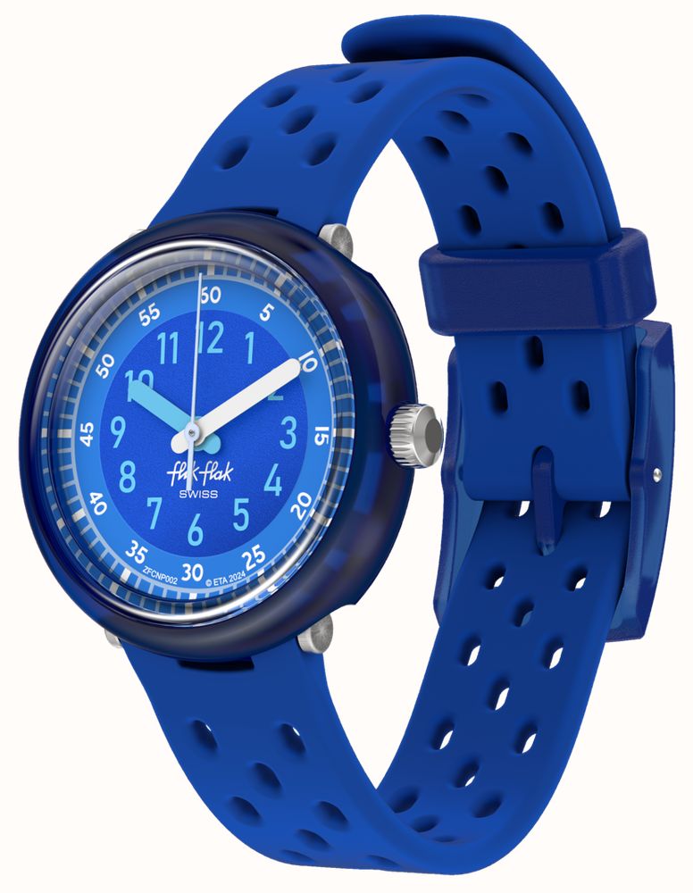 Flik Flak FIZZ IN BLUE (31.85mm) Blue Dial / Blue Silicone Strap ...