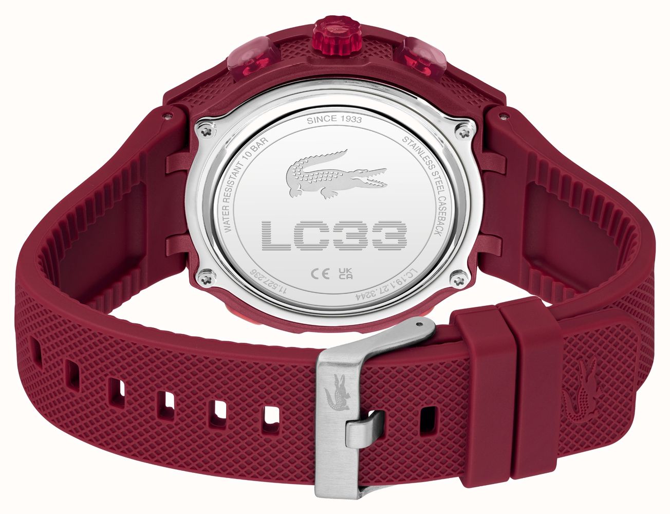 Lacoste LC33 Dual-Display Multifunction (45mm) Red Dial / Red Silicone ...