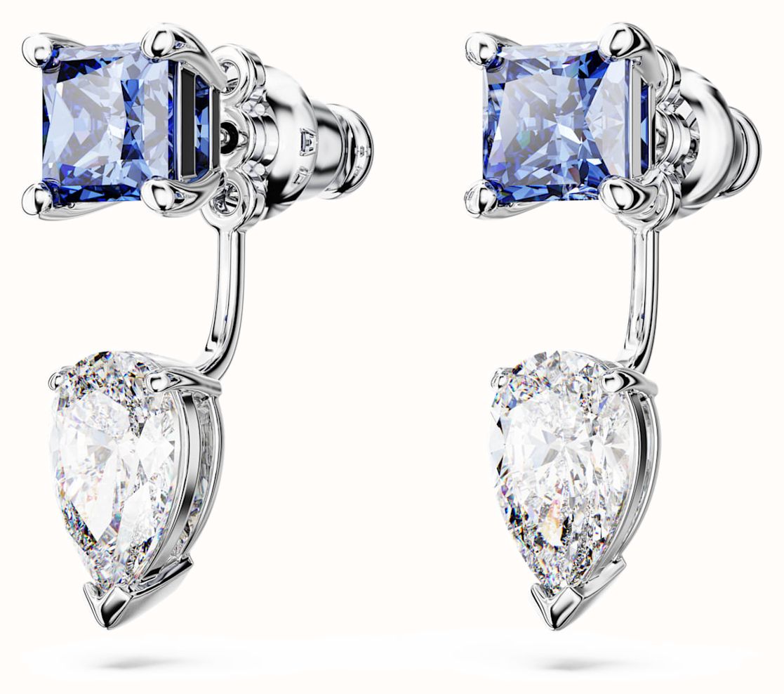 Swarovski Mesmera Jacket-Style Earrings Rhodium Plated White And Blue ...