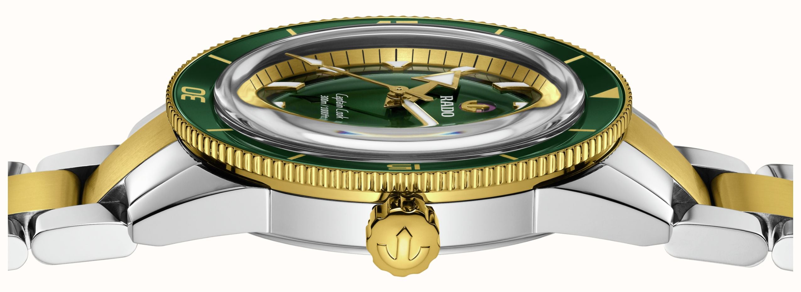 RADO Captain Cook Automatic (42mm) Green Dial / 3-Link Two-Tone ...