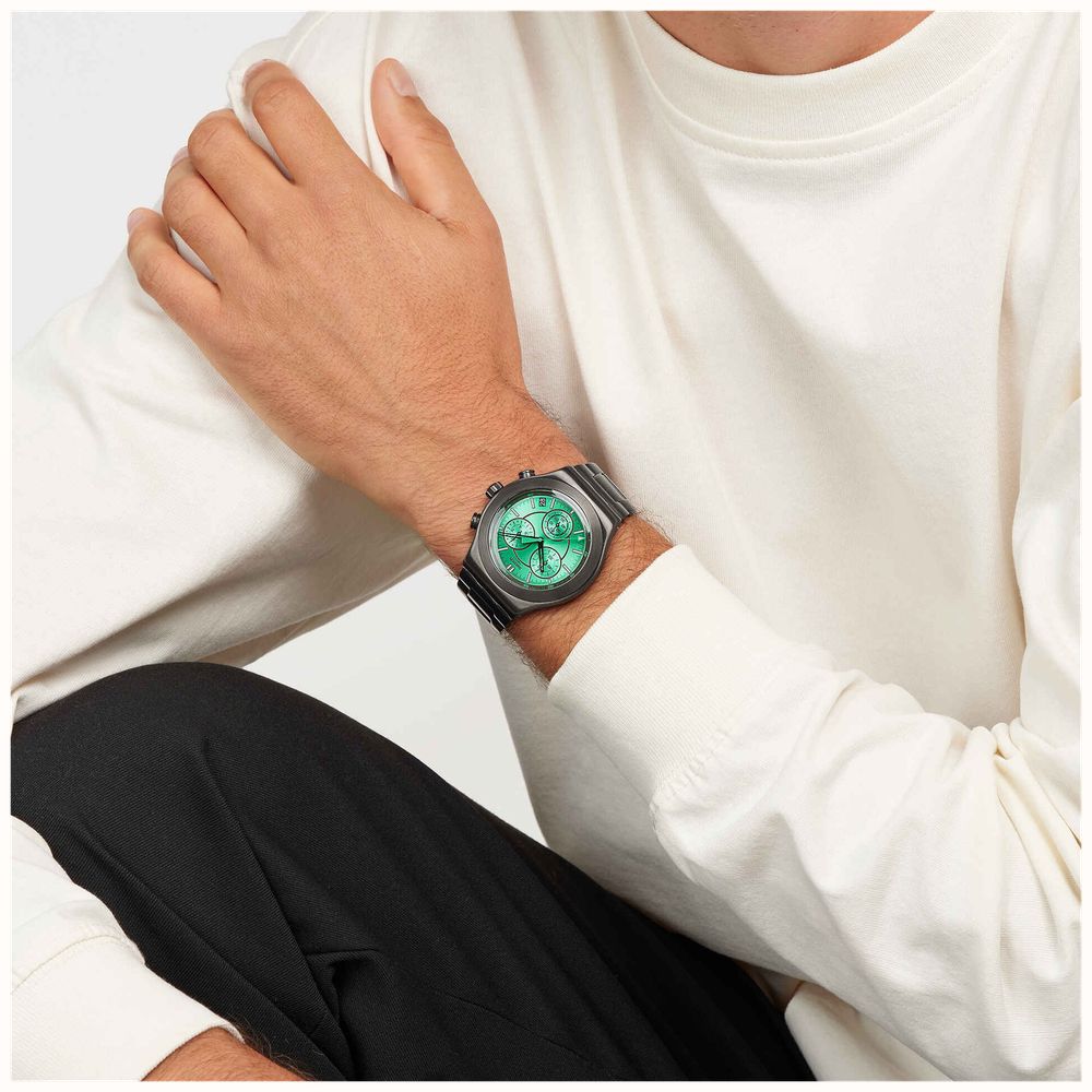 Swatch OBSESSIVELY OBSIDIAN (43mm) Green Dial / Black Stainless Steel ...