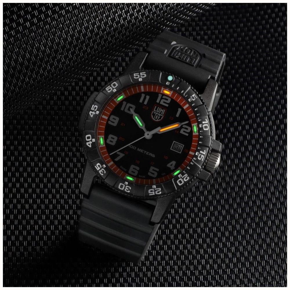 Luminox Leatherback Sea Turtle Giant (44mm) Black & Orange Dial / Black ...