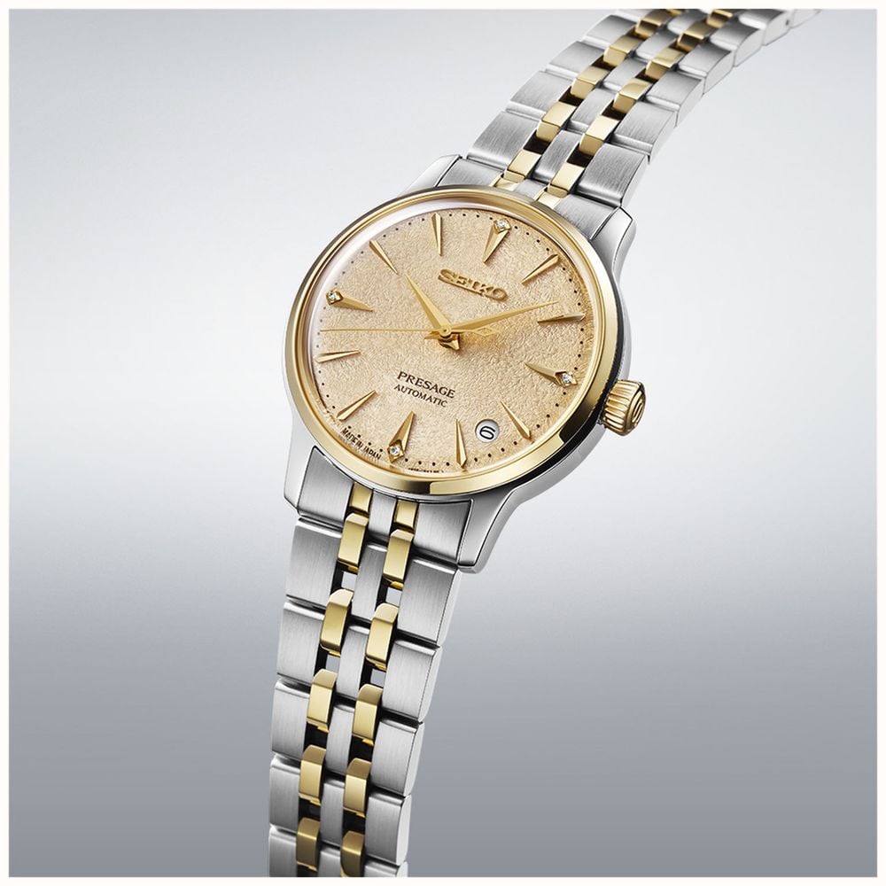 Seiko Presage ‘Frozen Daiquiri’ Diamond Cocktail Time (34mm) Gold Dial ...