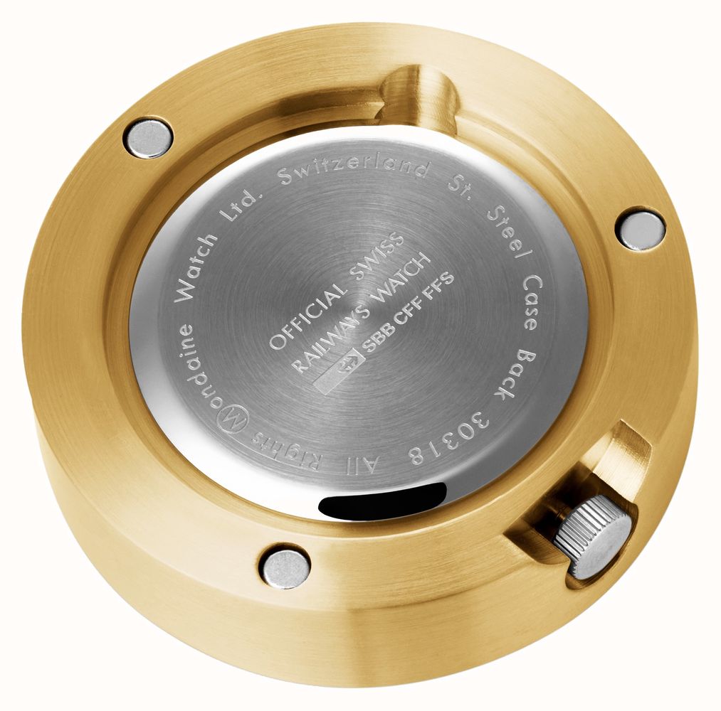 Mondaine SBB Magnet Clock (50mm) White Dial / Gold-Tone Aluminium Case ...