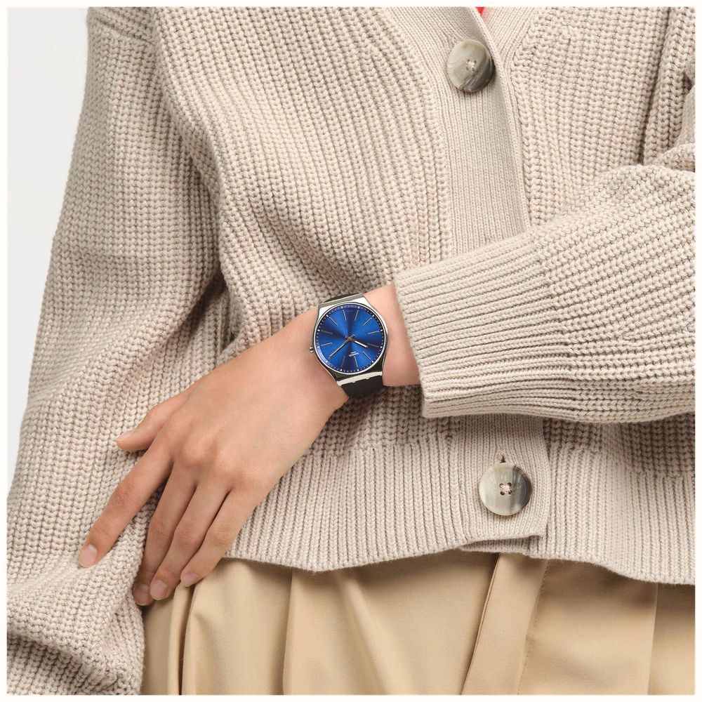 Swatch Formal Blue 42 Blue Dial / Black Leather Strap SS07S125 - First ...