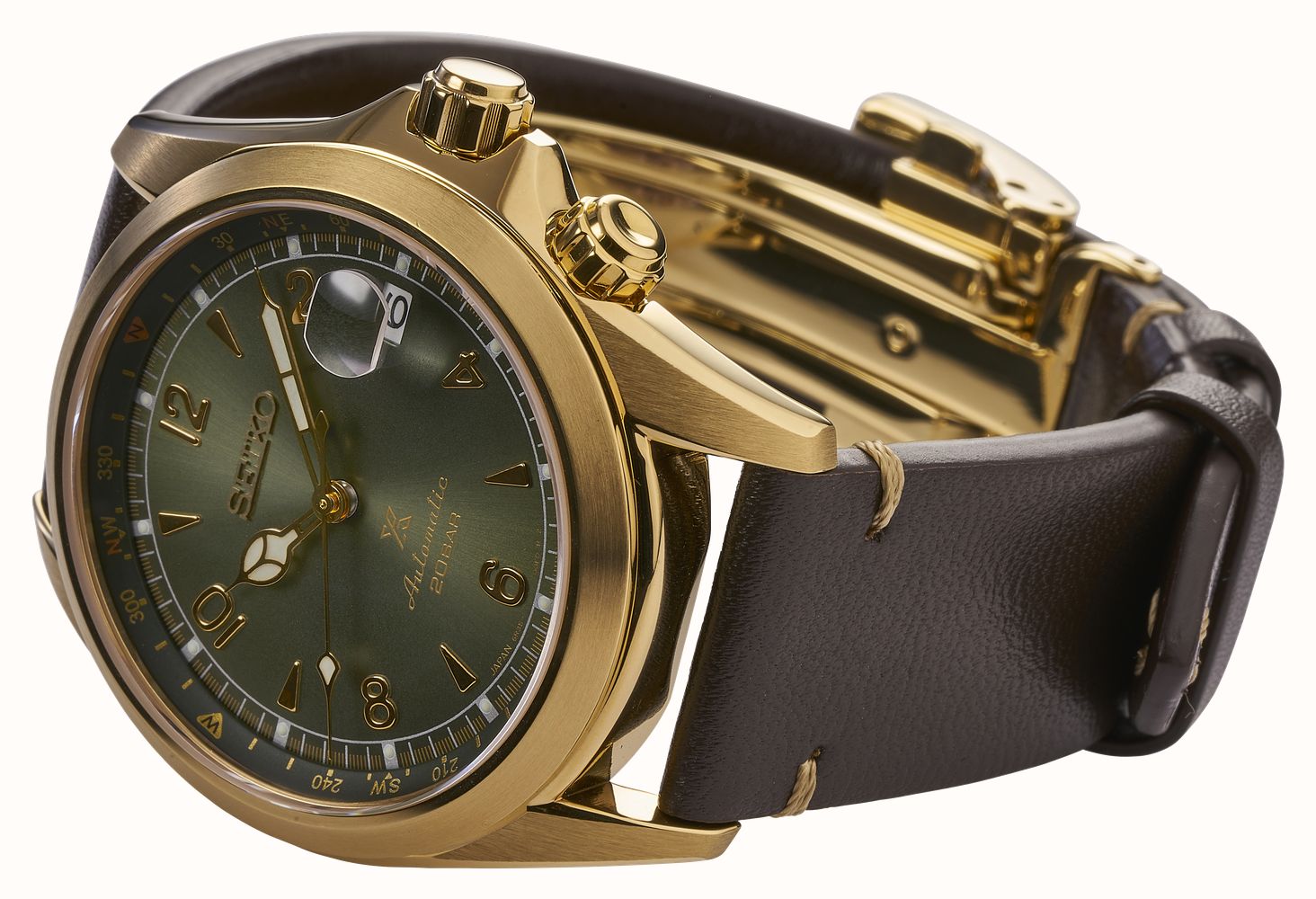 Seiko Men's Alpinist Sunbeam Forest | Brown Leather Strap SPB210J1 ...