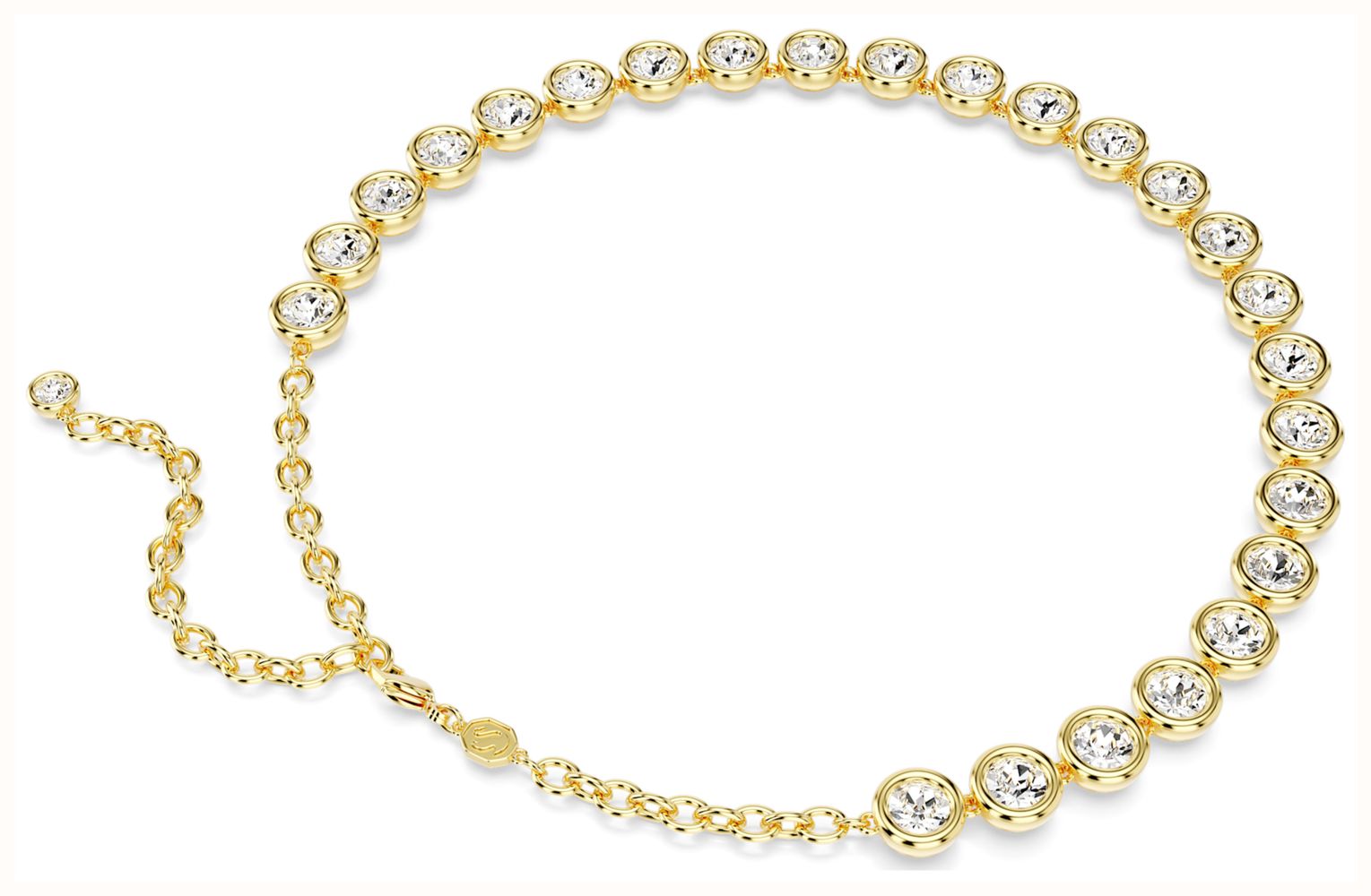Swarovski Imber Tennis Necklace Round-Cut White Crystals Gold-Tone ...