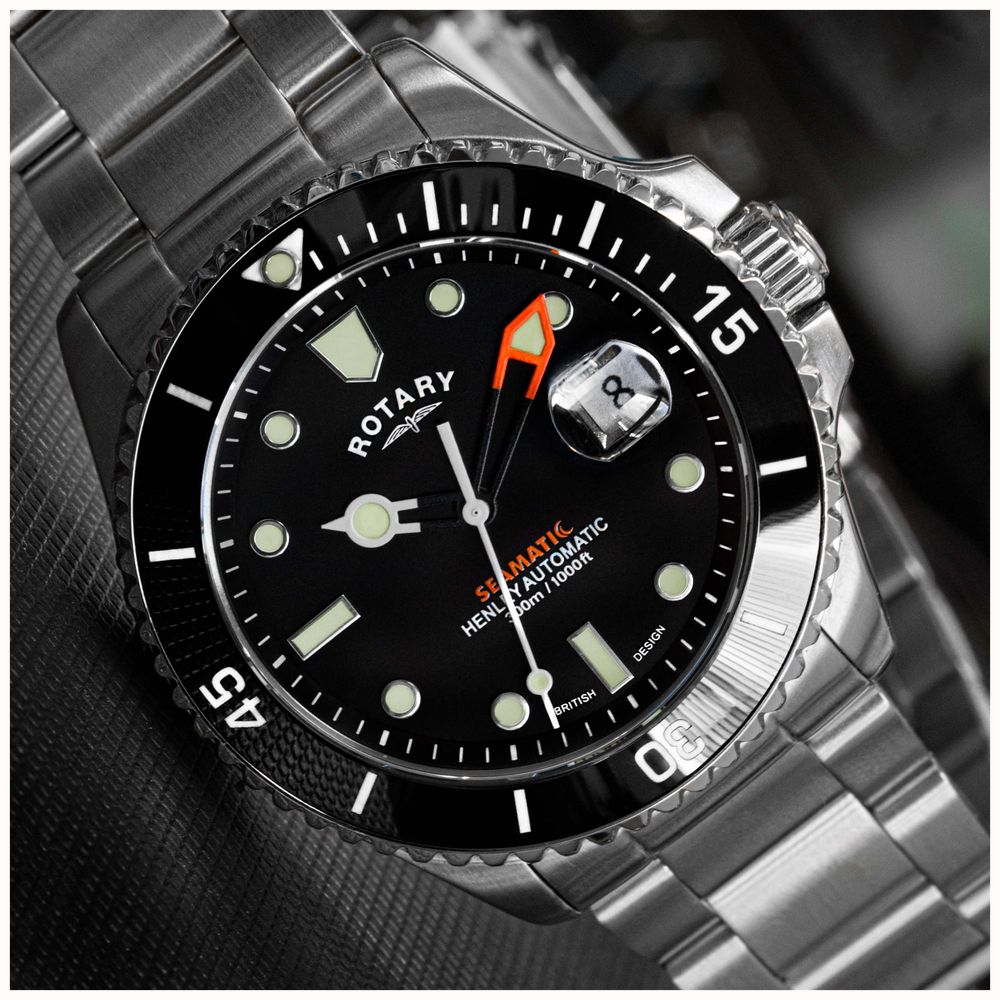Rotary Seamatic Automatic 300m (42mm) Black Dial / Stainless Steel ...