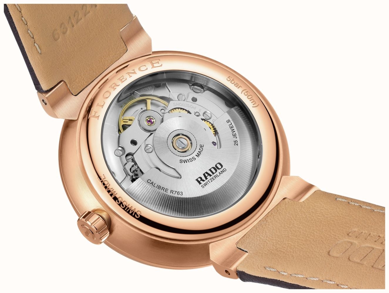 RADO Florence Automatic (39mm) Embossed White Dial / Brown Leather ...