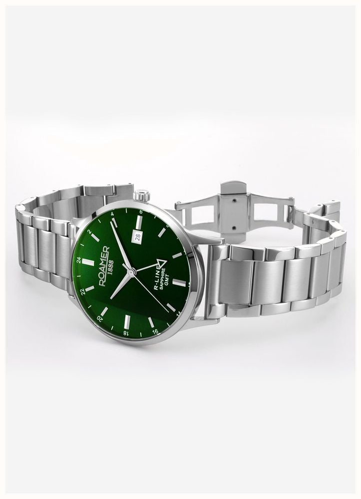 Roamer R-Line GMT (43mm) Green Dial / Interchangeable Stainless Steel ...