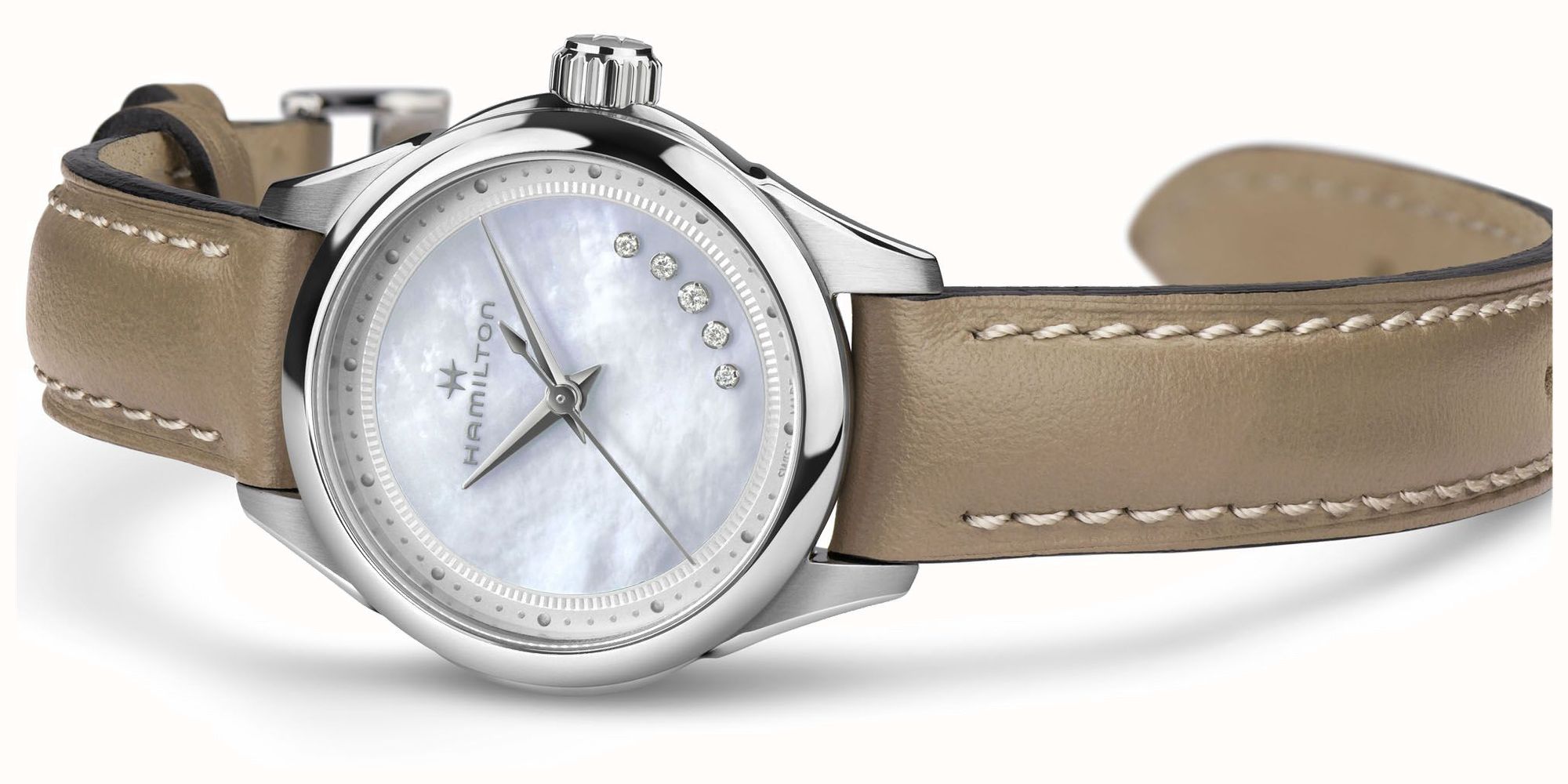 Hamilton Jazzmaster Lady Quartz (26mm) Mother Of Pearl Dial / Brown ...