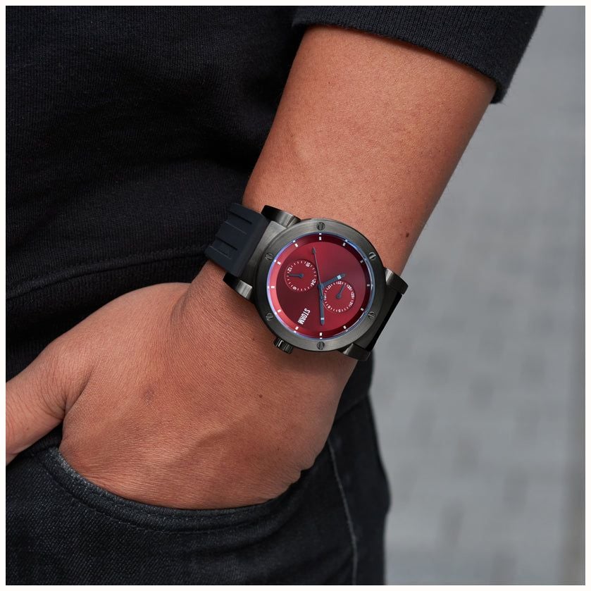 STORM Hydron V2 Rubber Slate Red (43.8mm) Red Dial / Black Silicone ...