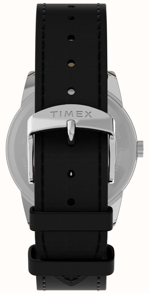 Timex Mens Easy Reader Classic | Black Leather Strap | Black Dial ...