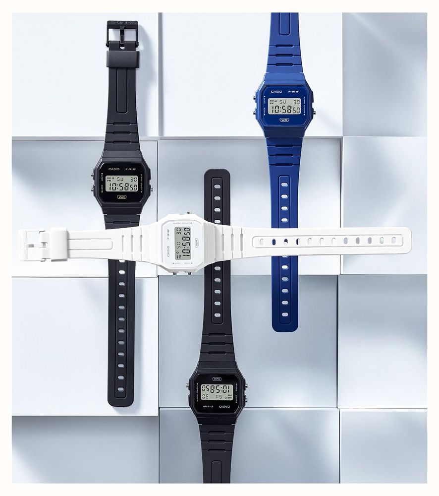 Casio F-91 Series Digital (38.2mm) Blue Digital Dial / Blue Bio-Based ...