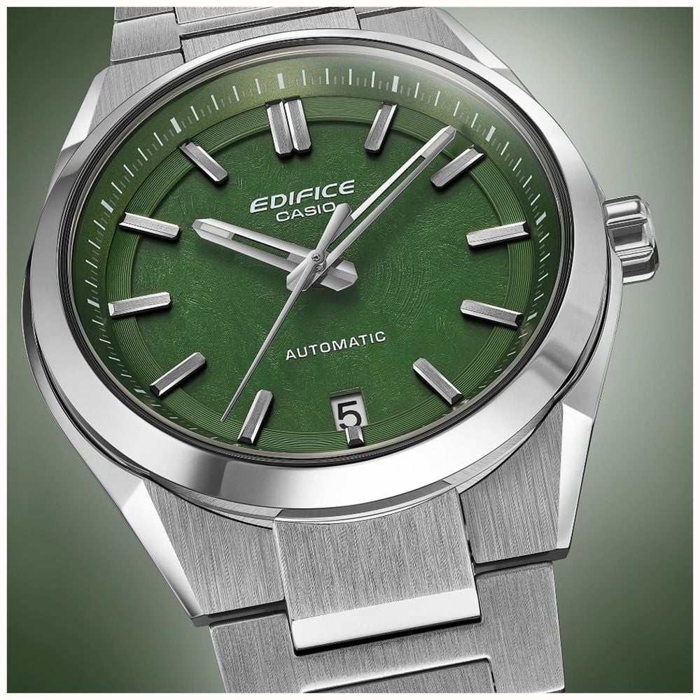 Casio EFK-100 Series Mechanical (39mm) Green Forged Carbon-Style Dial ...