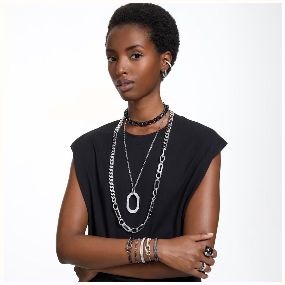 Swarovski Matrix Hoop Earrings | Ruthenium Plated | Grey Crystals ...