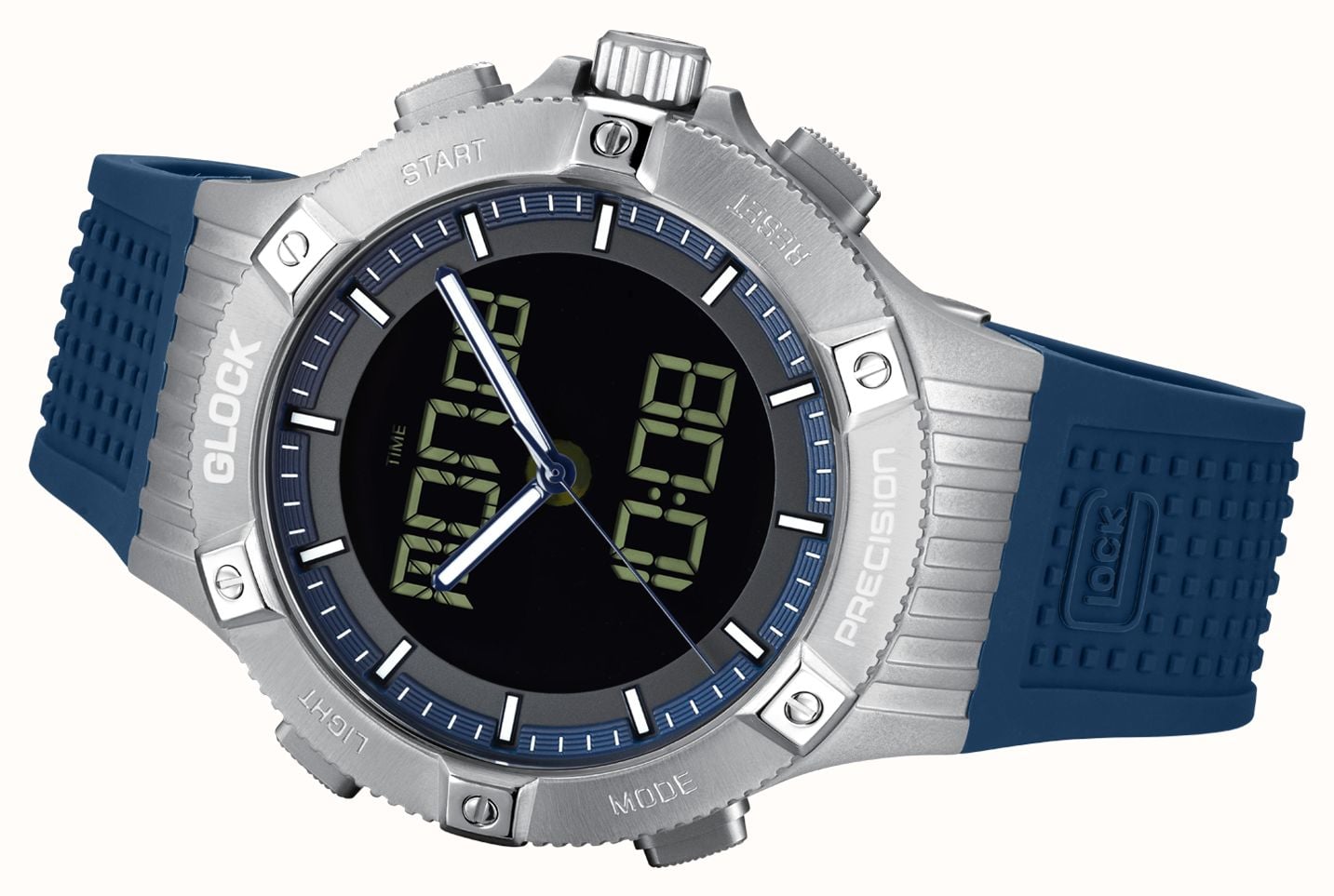 GLOCK Precision Dual-Display World Timer (44mm) Digital Dial / Blue ...