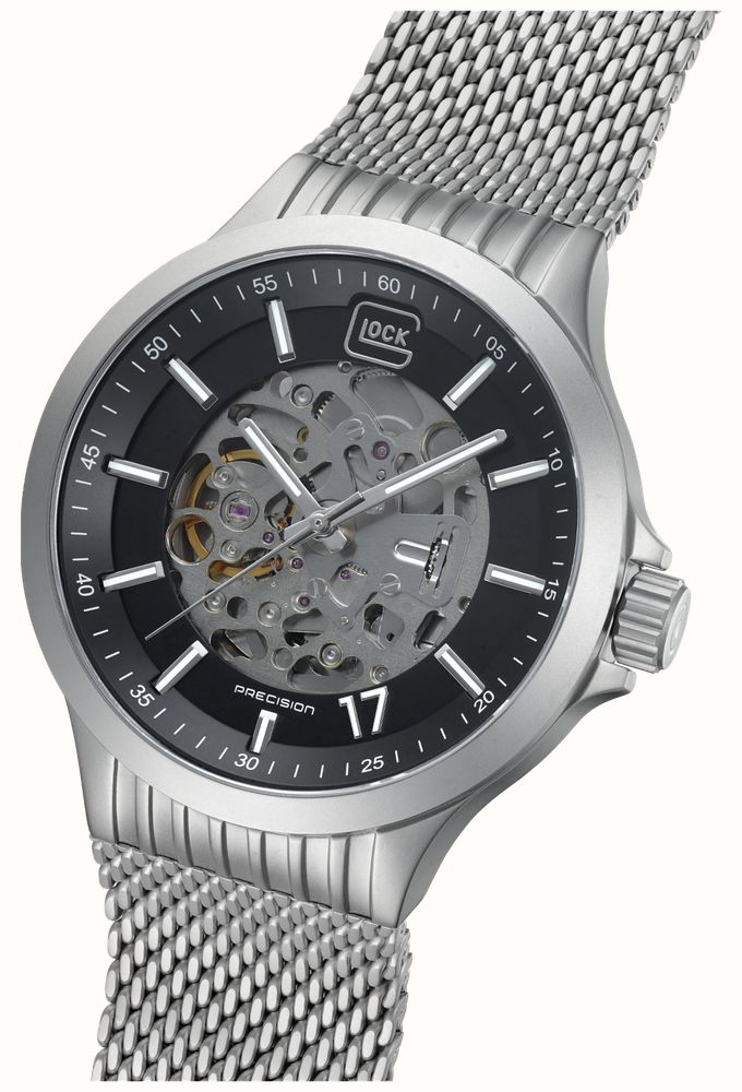GLOCK Precision Skeleton Automatic (44mm) Black Dial / Stainless Steel ...