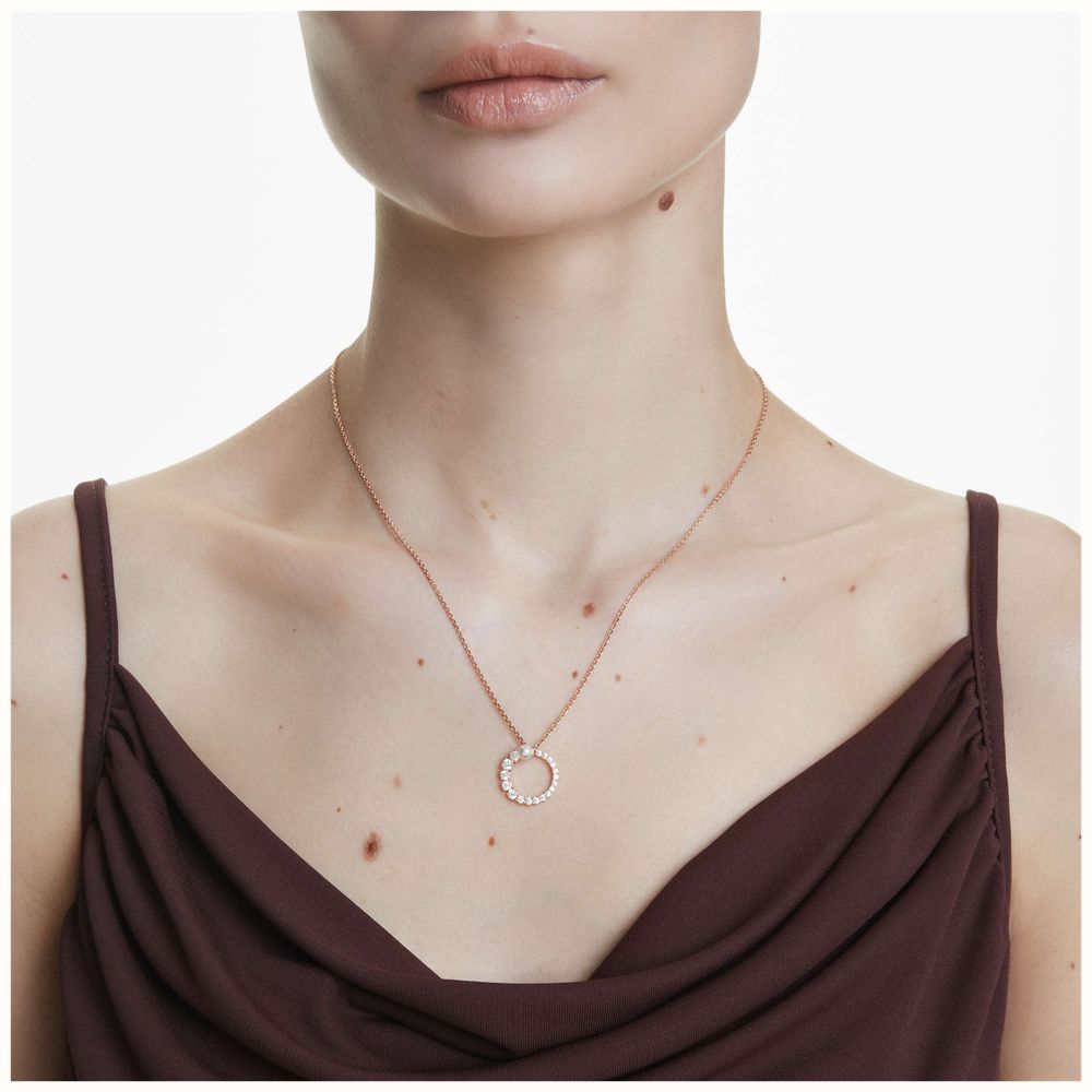 Swarovski Matrix Pendant Necklace Crystal Pearl White Crystals Rose ...