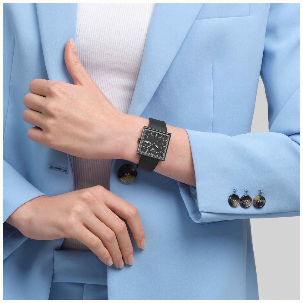 Swatch WHAT IF...BLACKAGAIN? (41.8mm) Black Square Dial / Black Bio ...