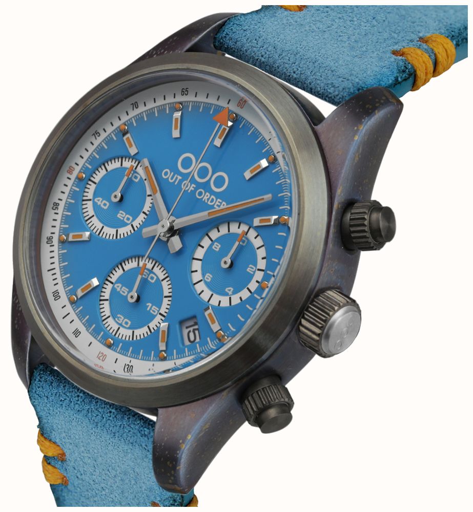 Out Of Order Azure Sporty Chronografo (40mm) Blue Dial / Blue Leather ...
