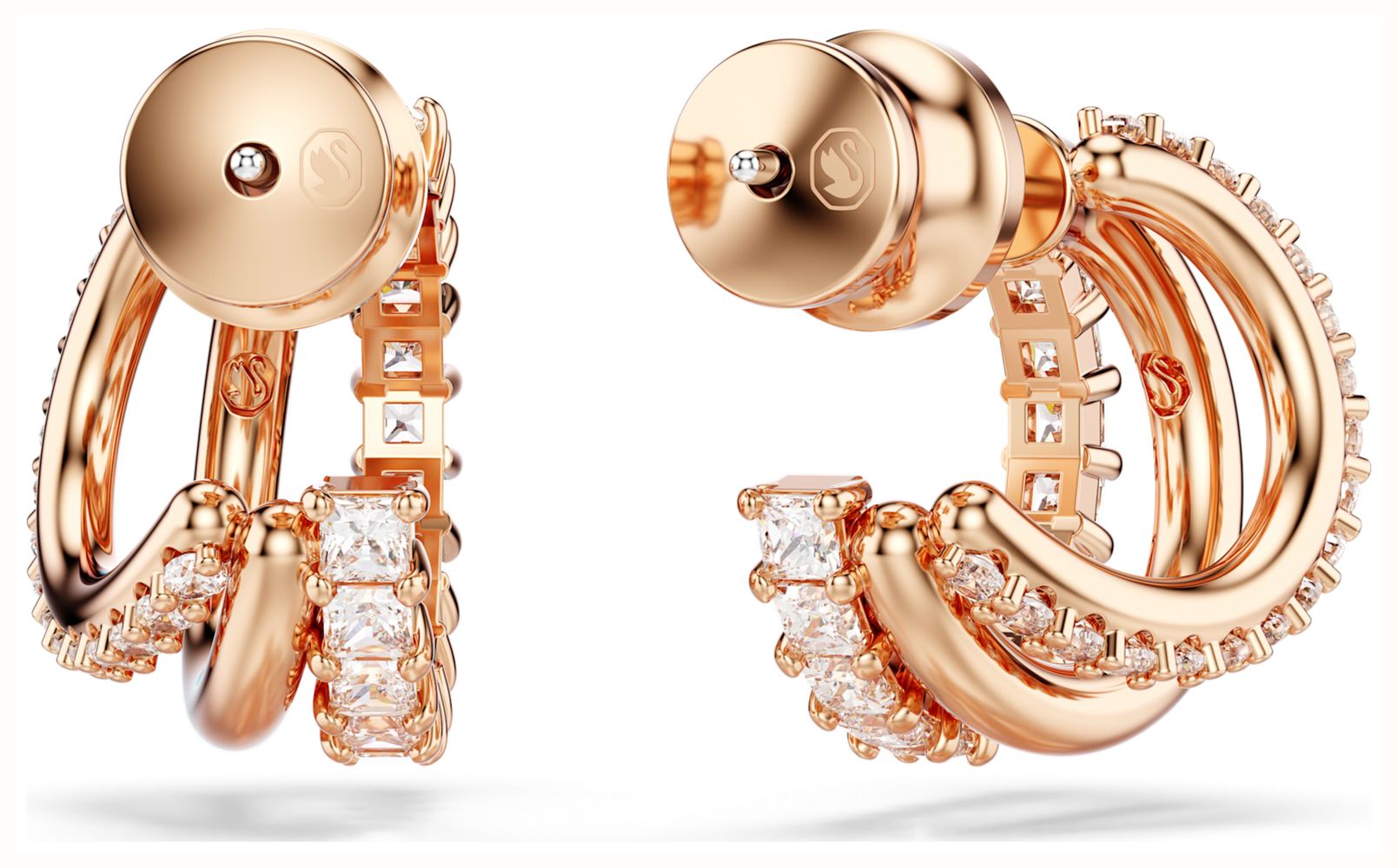 Swarovski Hyperbola Hoop Earrings White Crystals Rose Gold-Tone Plated ...