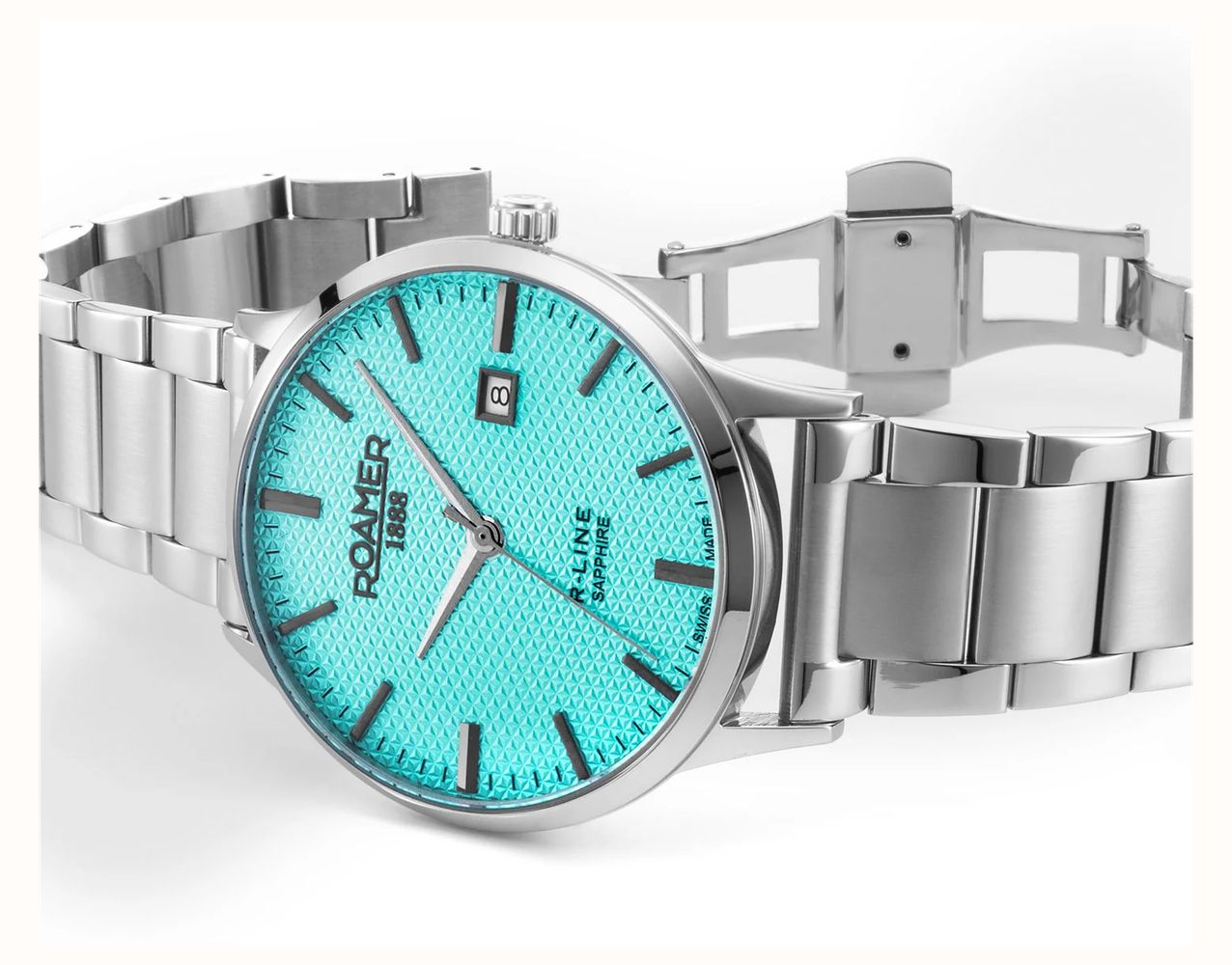 Roamer R-LINE Classic (43mm) Blue Textured Dial / Stainless Steel ...