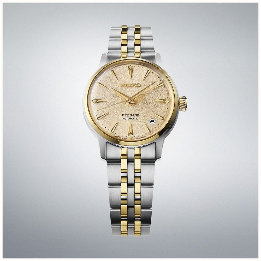 Seiko Presage ‘Frozen Daiquiri’ Diamond Cocktail Time (34mm) Gold Dial ...