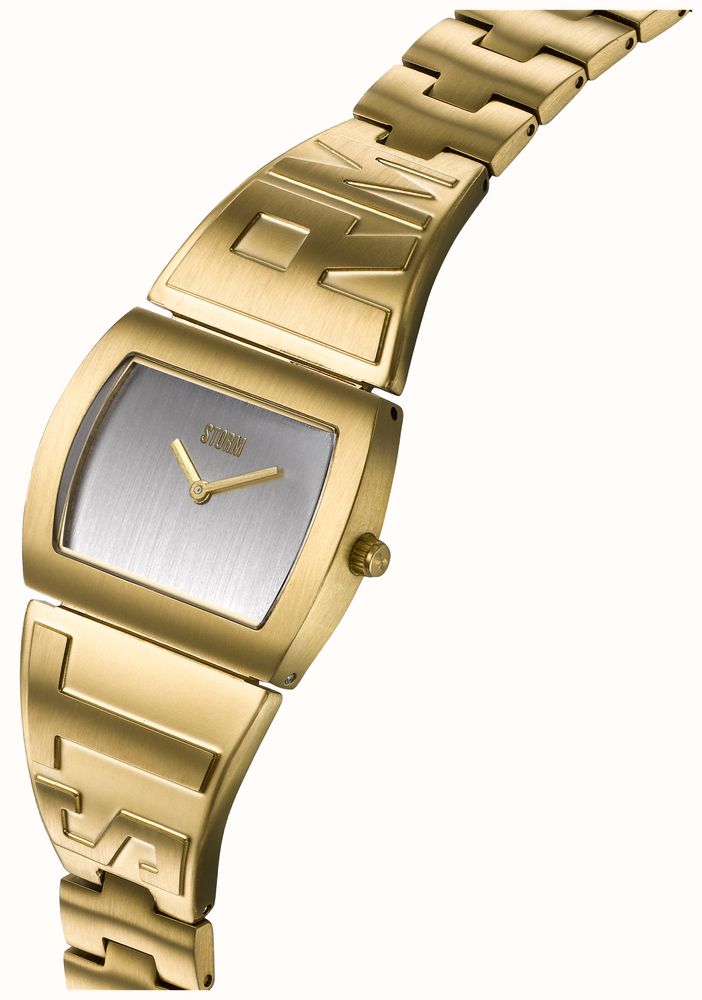 STORM XIS GOLD (34mm) Silver Dial / Gold PVD Stainless Steel Bracelet ...