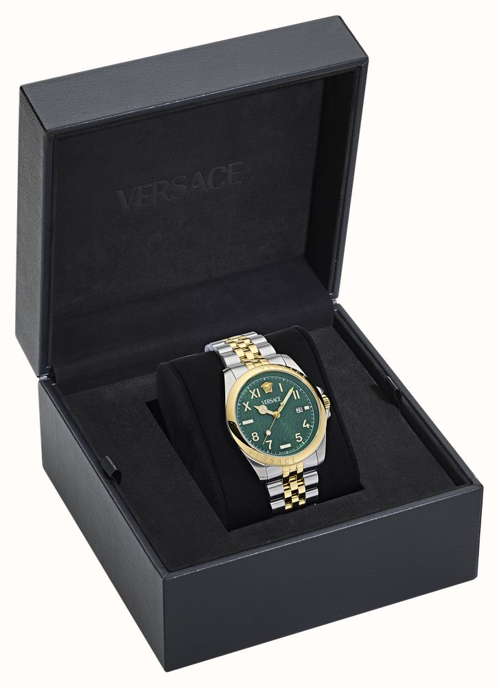 Versace Men's VERSACE ANTEO (41mm) Green Dial / Two-Tone Stainless ...
