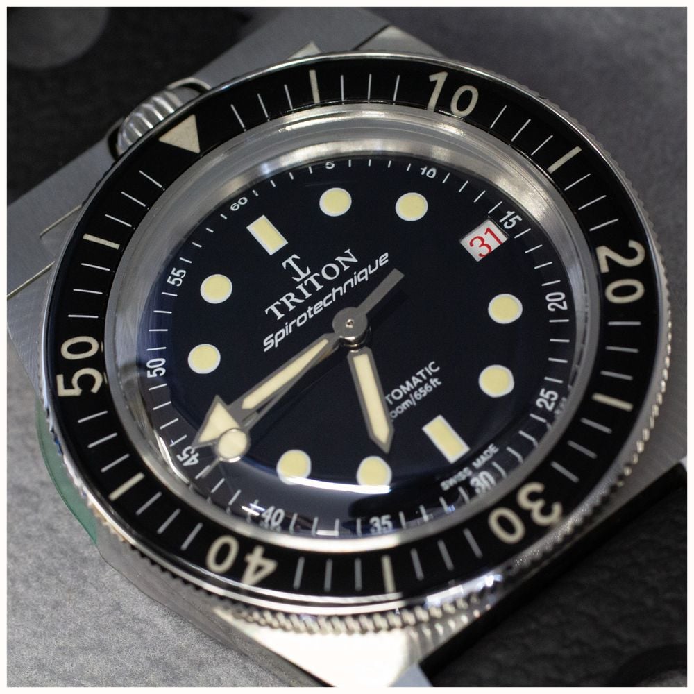 Triton Spirotechnique Sport Automatic (39mm) Black Sunray Lacquered ...