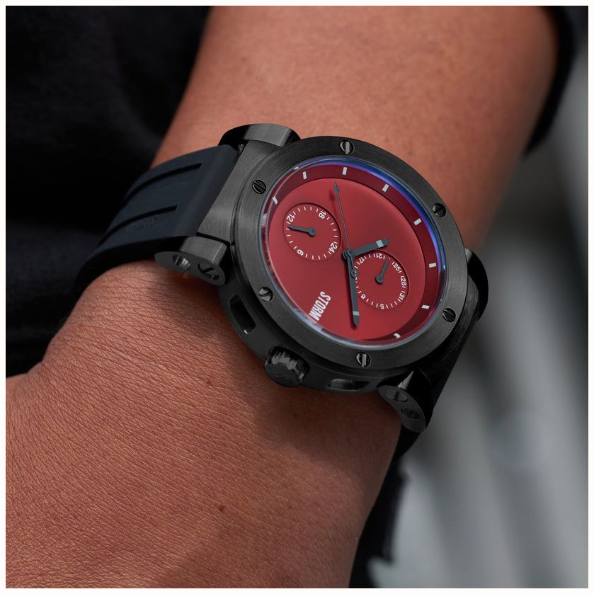 STORM Hydron V2 Rubber Slate Red (43.8mm) Red Dial / Black Silicone ...