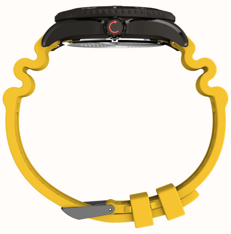 Timex Deepwater Meridian 200 (44mm) Black Wave Dial / Yellow Synthetic ...