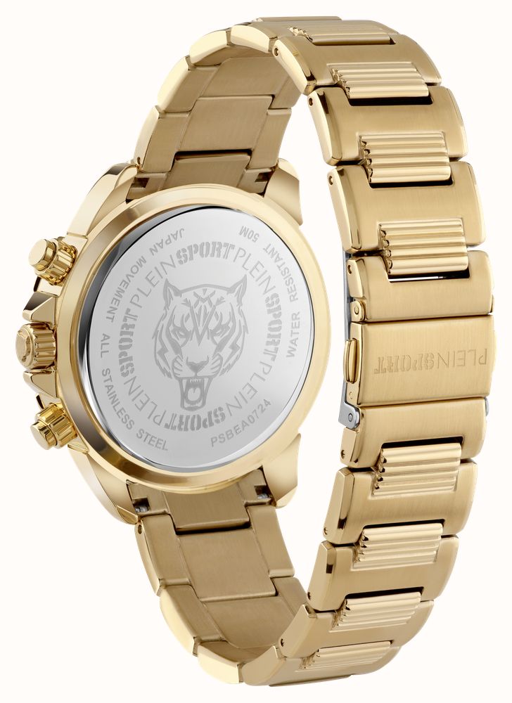 Plein Sport IMPACT Chronograph (46mm) Black Dial / Gold PVD Stainless ...