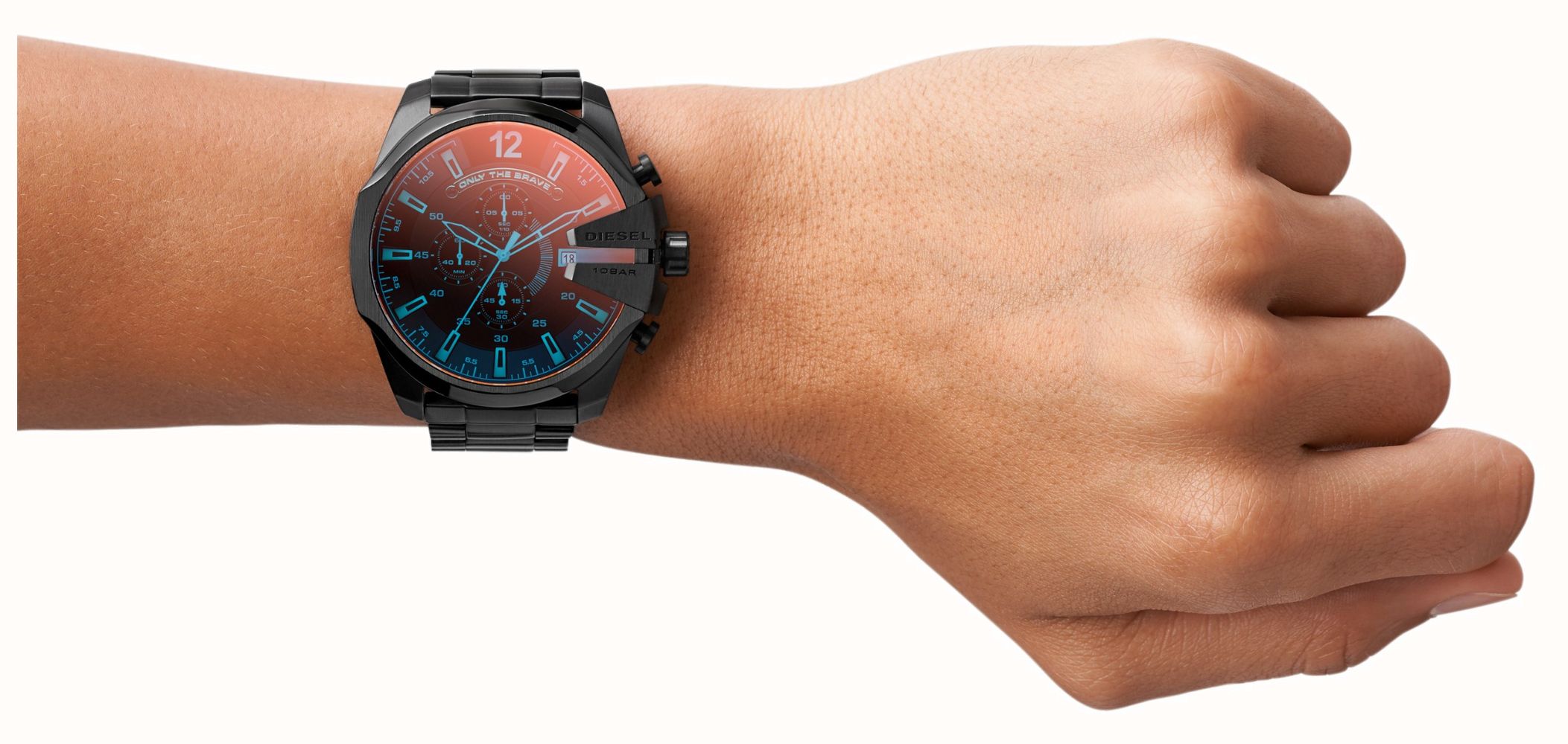 Diesel Men's Mega Chief Black IP Steel Iridescent Watch DZ4318 - First ...