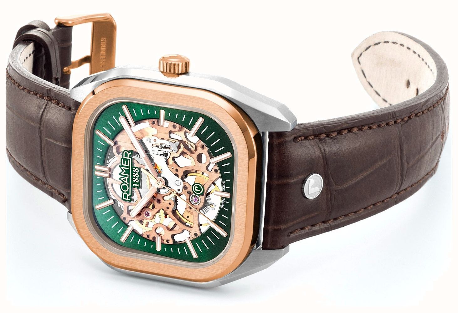 Roamer Men's Mechano MST (39.5mm) Green Skeleton Dial / Two-Tone ...