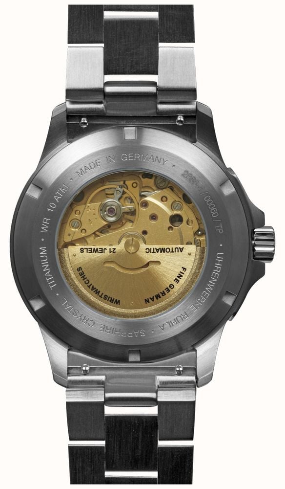 Bauhaus Aviation Titanium Day-Date Automatic (42mm) Dark Green Dial / Titanium Bracelet 2866M4 ...