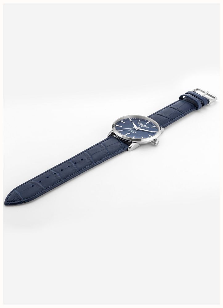 Roamer Men's Valais (42mm) Blue Dial / Blue Leather And Steel Mesh ...