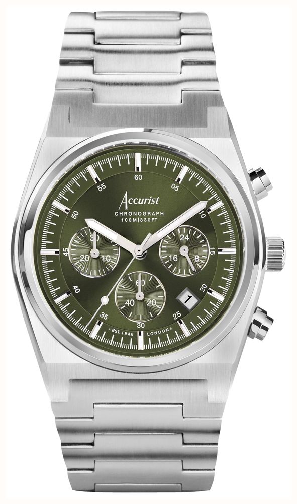 Accurist Men's Origin Quartz Chronograph (41mm) Green Dial / Stainless ...