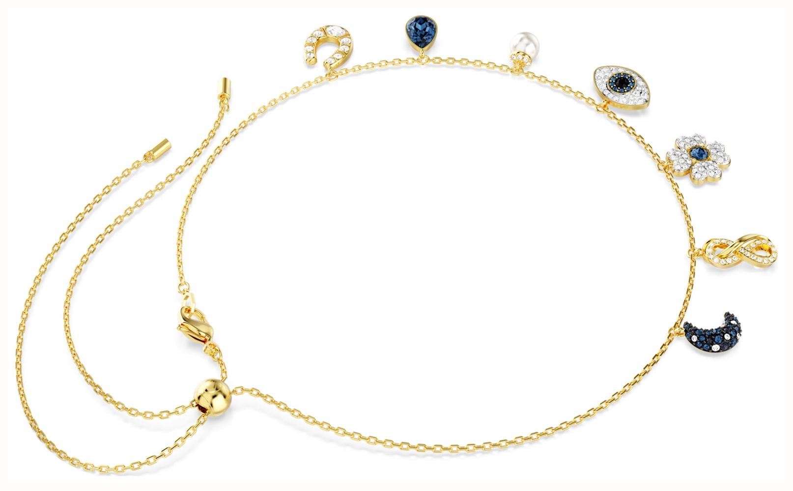 Swarovski Symbolica Choker Necklace Blue And White Crystals Gold-Tone ...