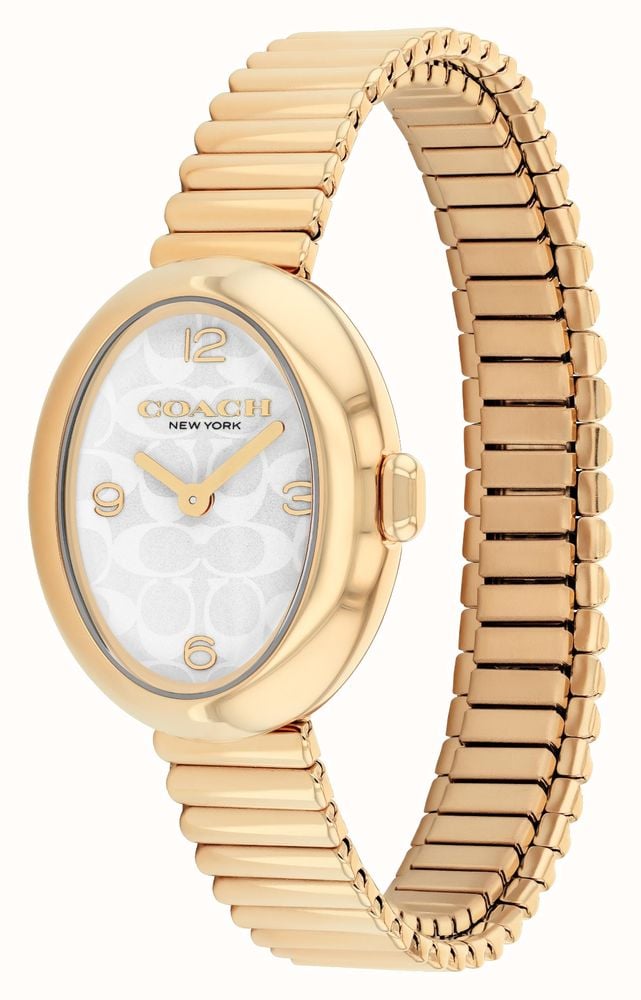 Coach Women's Sammy (22.5mm) White Logo Dial / Gold-Tone Stainless ...