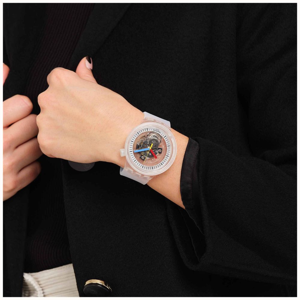 Swatch CLEARLY BOLD Quartz Skeleton Dial SB01K100 - First Class Watches™