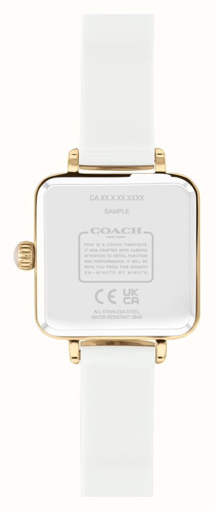 Coach Women's Cass (22mm) White Square Dial / White Resin Gold-Tone ...