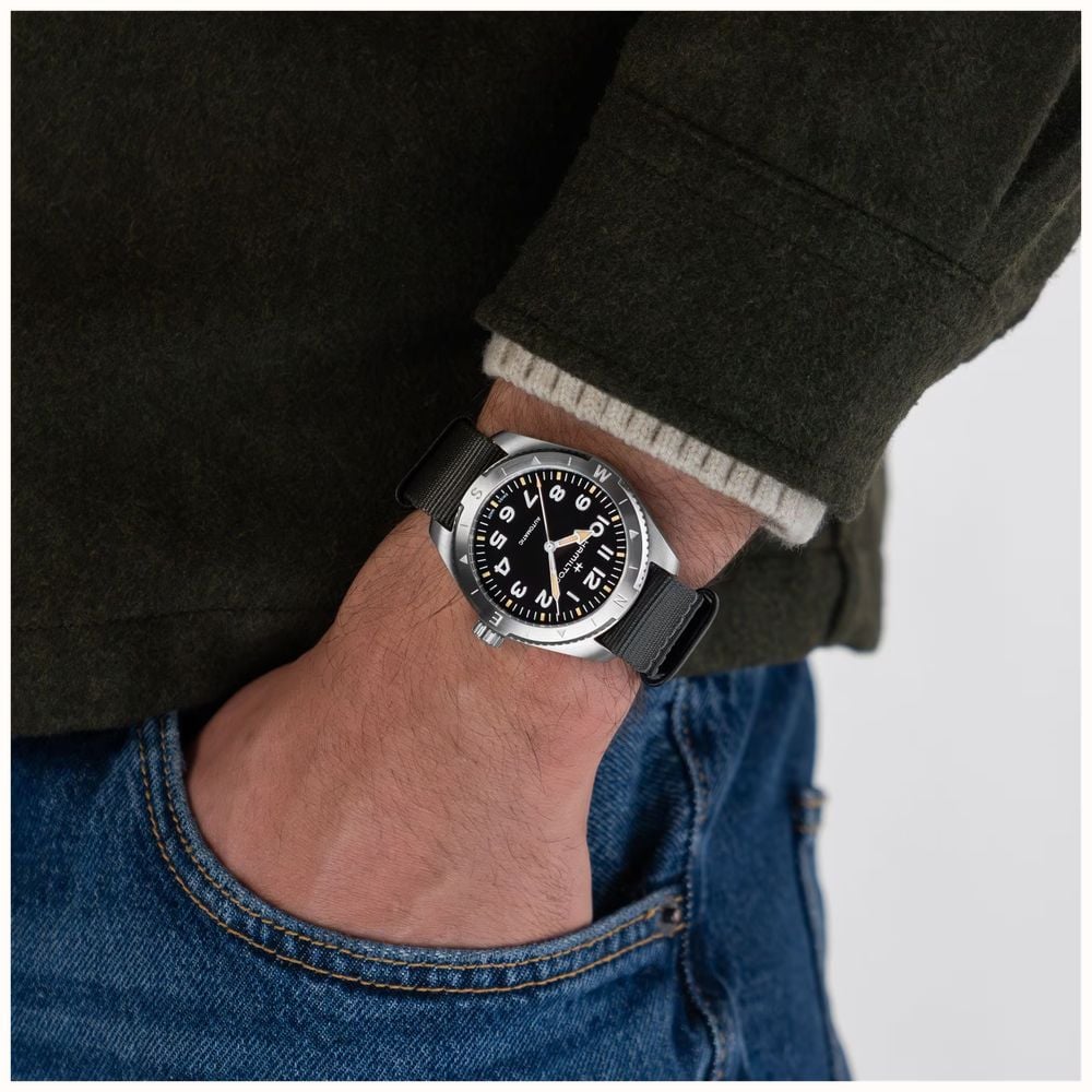 Hamilton Khaki Field Expedition Automatic (37mm) Black Dial / Grey NATO ...