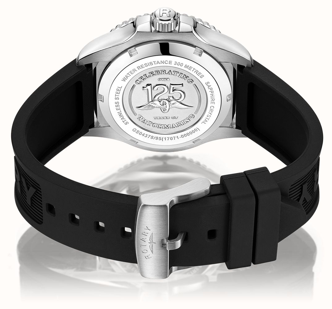 Rotary Men's Seamatic Automatic GMT (42mm) Black Dial / Black Silicone ...