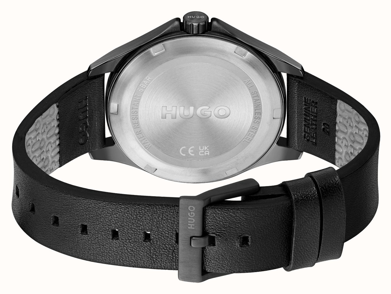 HUGO Men's #COMPLETE (42mm) Black Dial / Black Leather Strap 1530321 ...