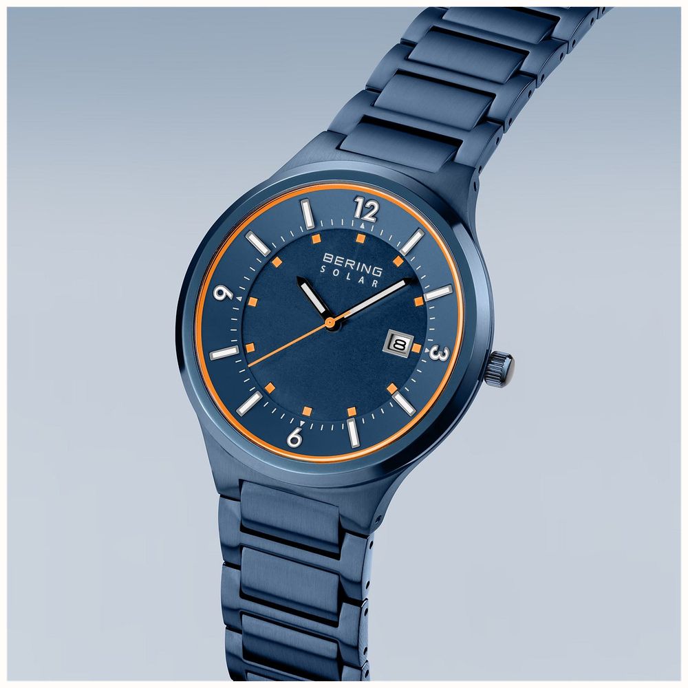 Bering Solar Men's (42mm) Blue Dial / Blue Stainless Steel Bracelet ...