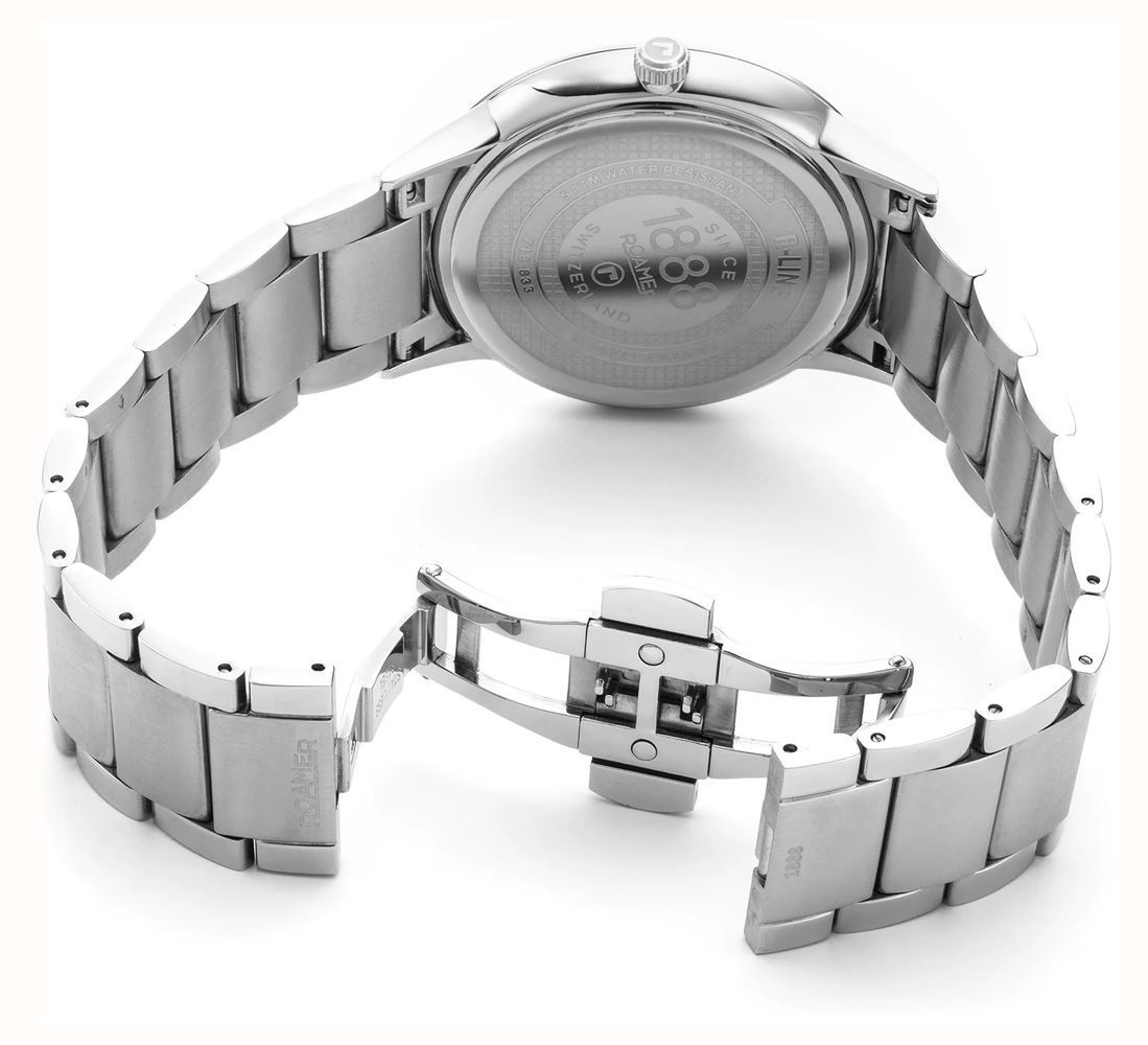 Roamer R-LINE Classic (43mm) Blue Textured Dial / Stainless Steel ...