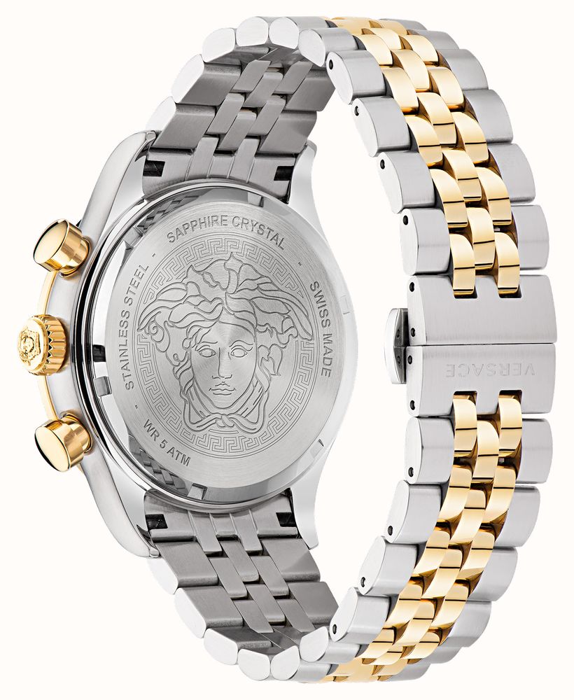 Versace HELLENYIUM CHRONO (44mm) Green Dial / Two-Tone Stainless Steel ...