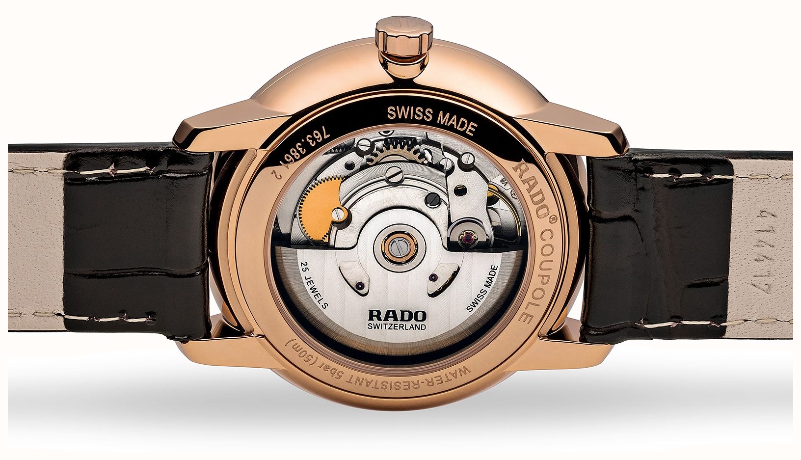 RADO Coupole Classic Automatic Brown Leather Strap Watch R22861115 ...